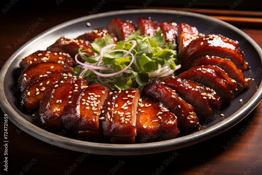 Thin slices of Char Siu, the delectably glazed Chinese barbecue pork ...