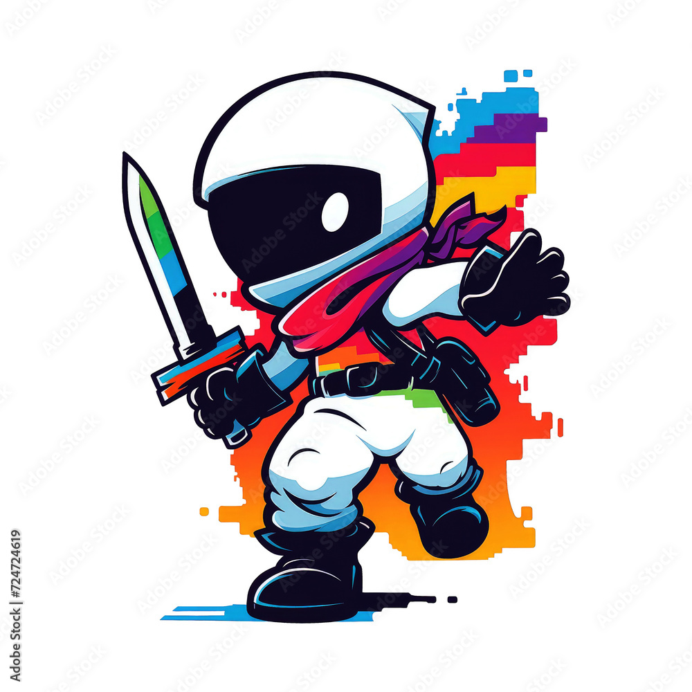Chibi ninja assassin brandishing a sword in anime style. Chibi ninja ...