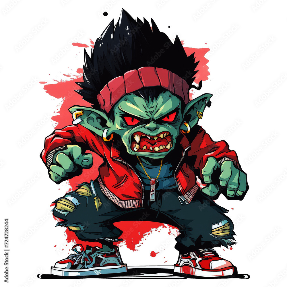 Angry orc monster design for your project. Green troll monster cartoon ...