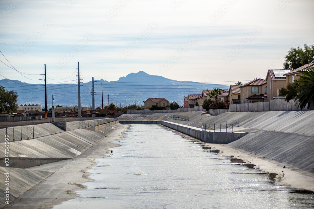 las vegas wash channel stormwater trail Stock Photo | Adobe Stock