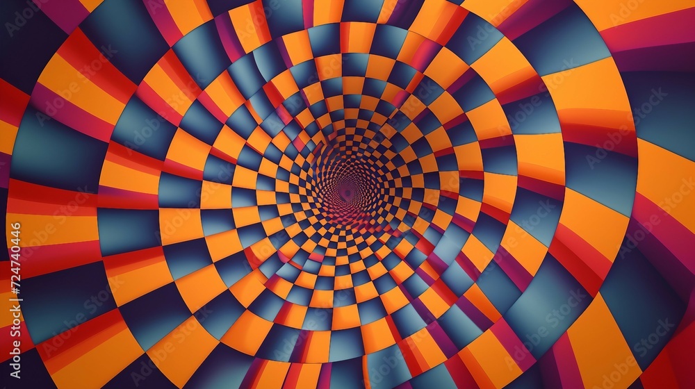 Dynamic Rotation and Resizing of Squares in Optical Illusion, Mesmerizing Pulsating Spiral ...