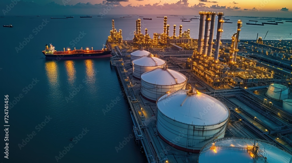 Aerial view of Oil terminal storage tank, Tank farm storage chemical ...