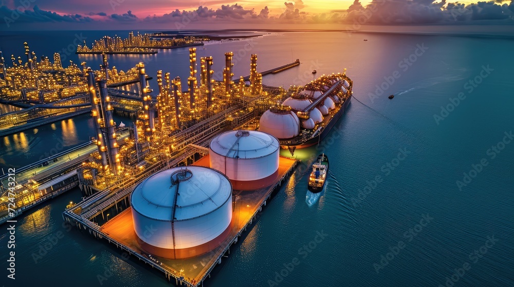 Aerial view of Oil terminal storage tank, Tank farm storage chemical ...