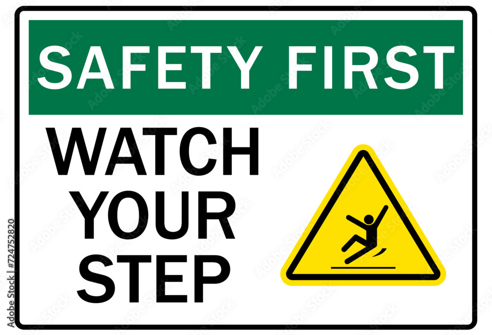 Watch your step warning sign Stock Vector | Adobe Stock