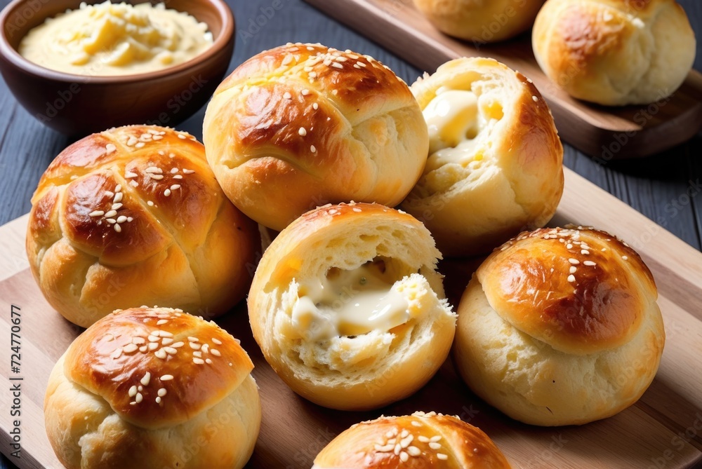 Pão de Queijo Small, cheesy bread rolls made with tapioca flour and ...