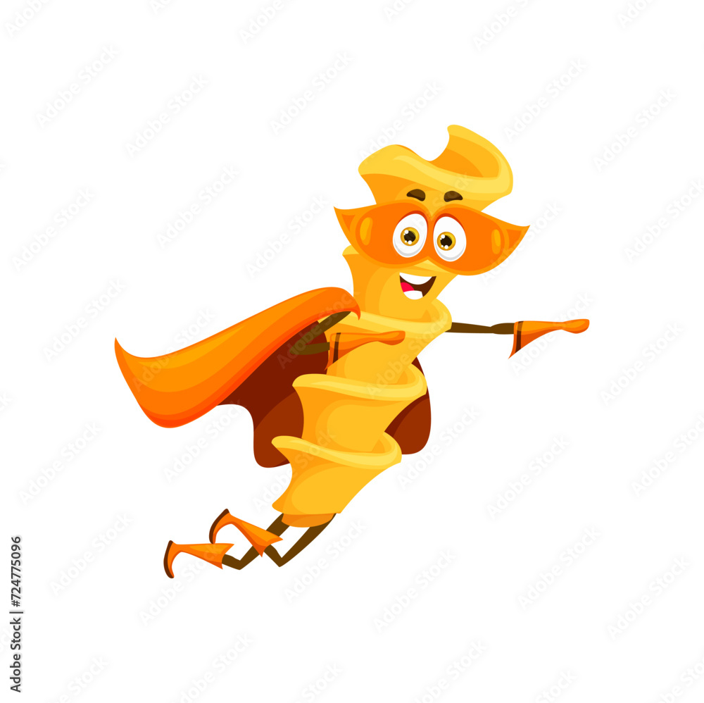 Cartoon fusilli italian pasta superhero character. Isolated vector ...
