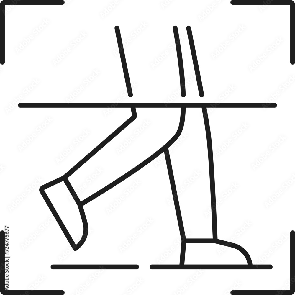 Gait recognition outline icon. Isolated vector linear sign features a ...