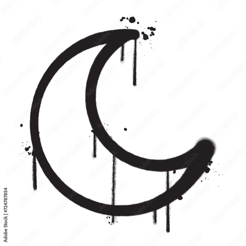 Poster Vector graffiti spray paint Crescent moon isolated vector ...