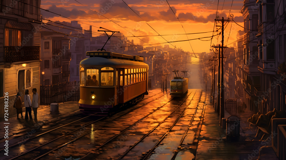 Tramway Design Desktop Wallpaper, Ai generative Stock Illustration ...