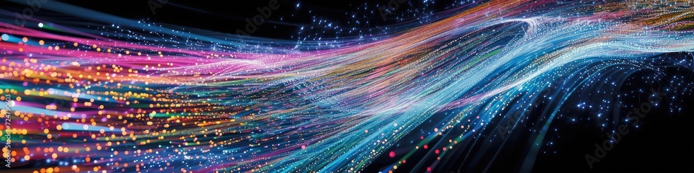 Fiber optic threads weave a futuristic tapestry of data Stock ...