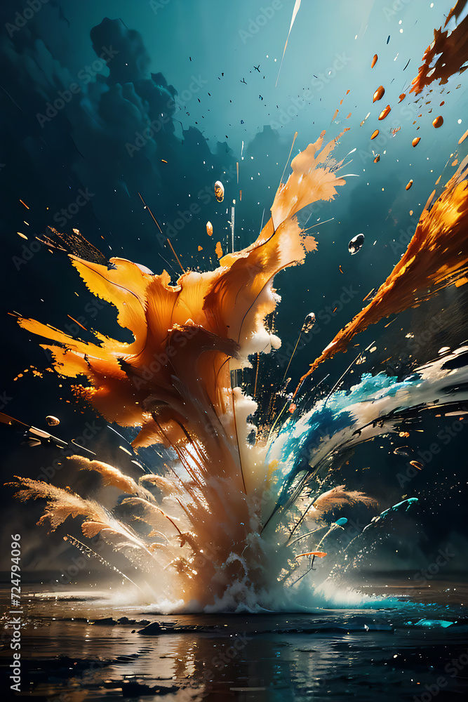 A visual expression of abstract emotions, where colors and shapes merge ...