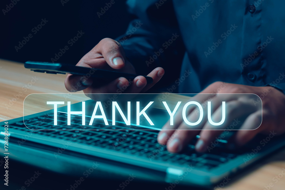 Businessman's hands expressing gratitude on virtual screen Business ...