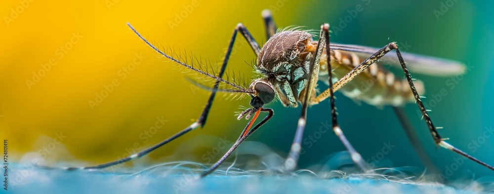 Beautiful closeup illustration of a mosquito ready to bite the skin of ...