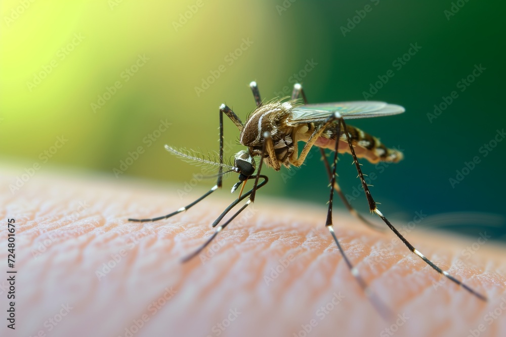 Beautiful closeup illustration of a mosquito ready to bite the skin of ...