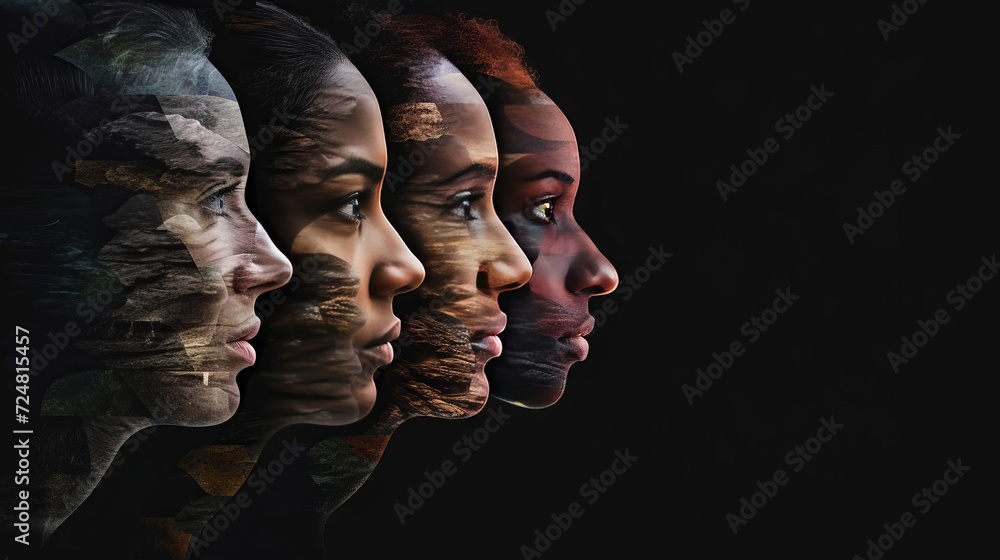 Human face made from portrait of different people of diverse age ...
