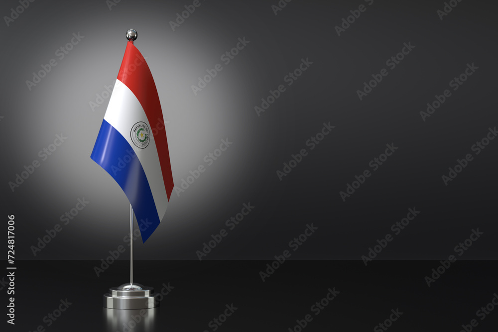 Small Republic of Paraguay Flag in Front of Black Background, 3d ...