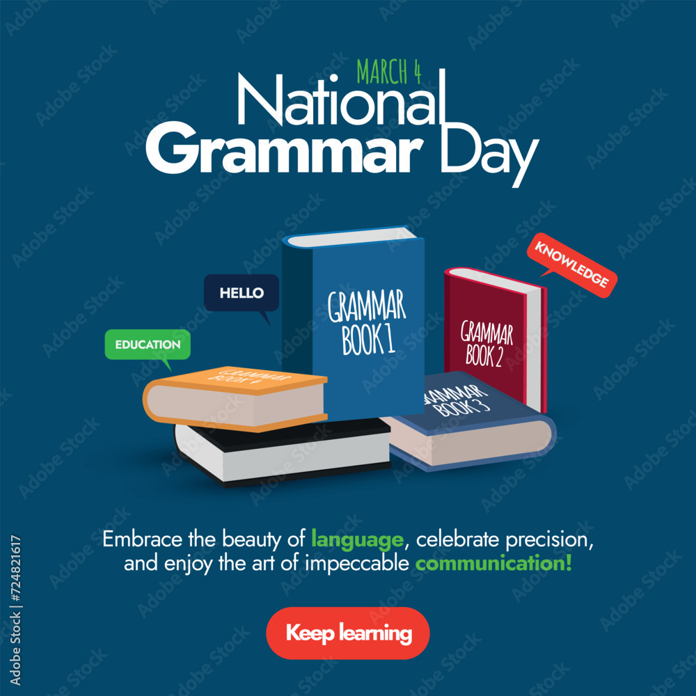 National Grammar Day. 4th March National Grammar day celebration banner ...