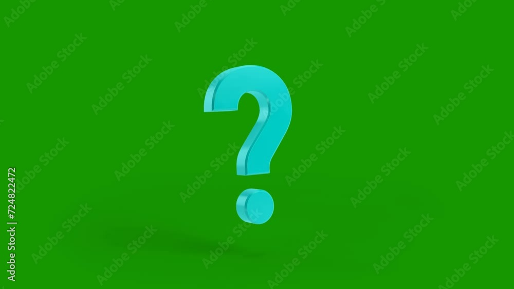 3D Question animation on a green screen. Question icon animation with ...