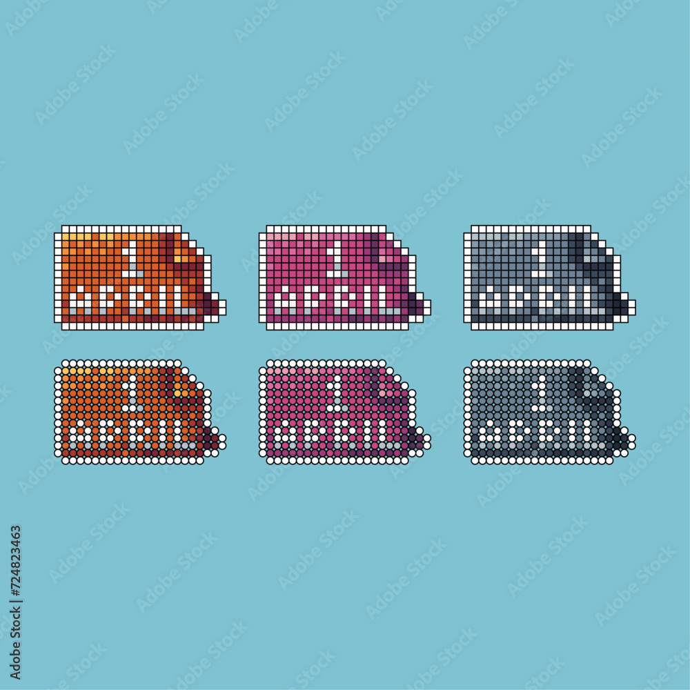 Vetor de Pixel art stroke sets icon of 1 april variation color.1 april ...