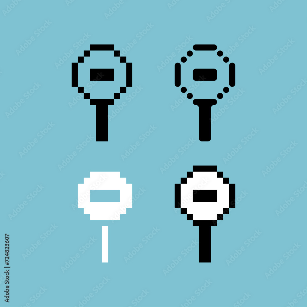 Vecteur Stock Pixel art outline sets icon of forbidden sign variation ...