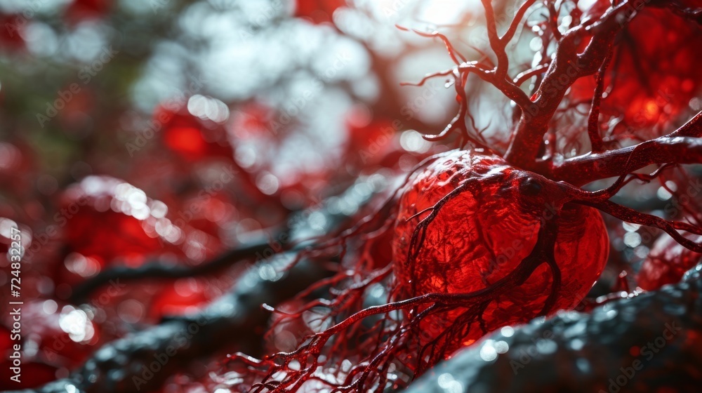 macro view of the vascular system with emphasis on blood flow and ...