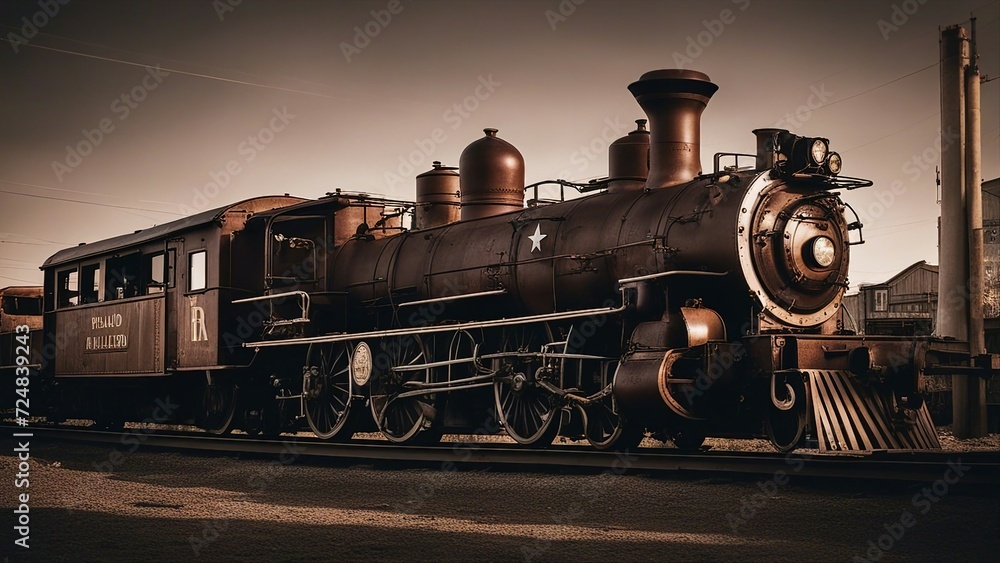 old locomotive in sepia retro train that looks like it belongs to the ...