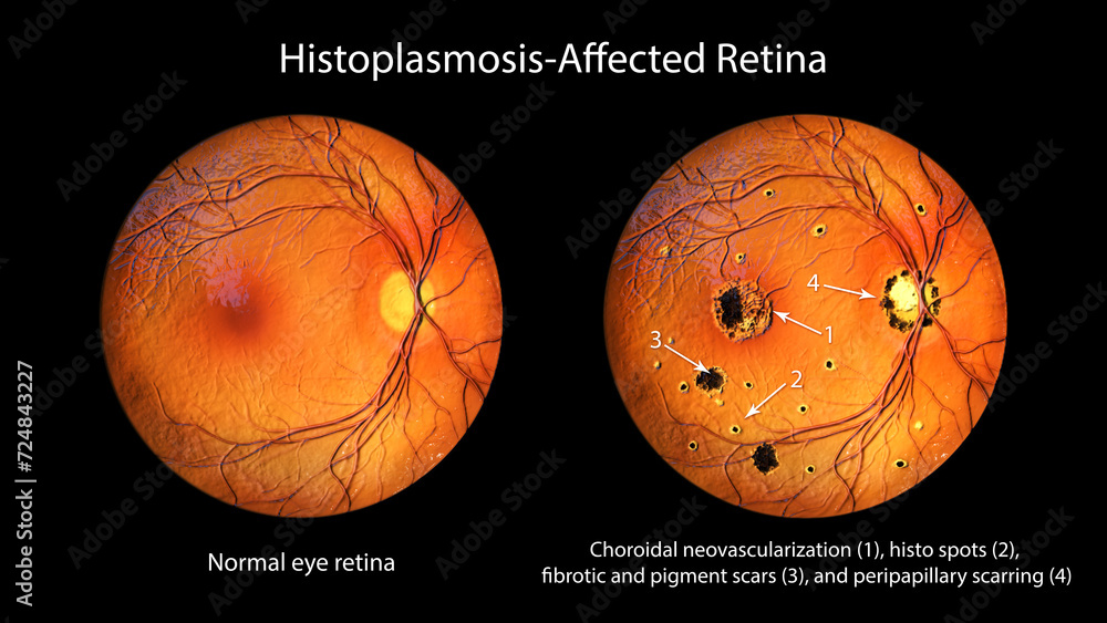 Retina in Ocular Histoplasmosis Syndrome, 3D illustration Stock ...