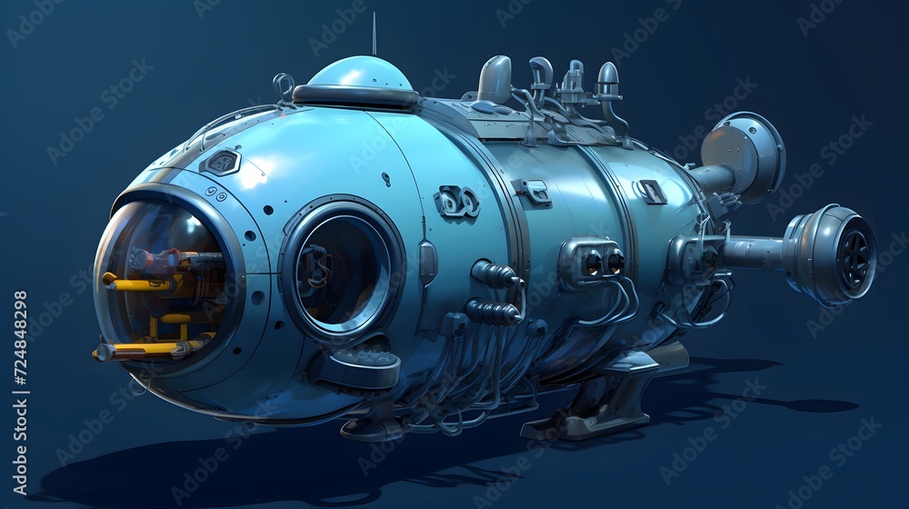 Large underwater bathyscaphe for exploring the depths of the sea. Used ...