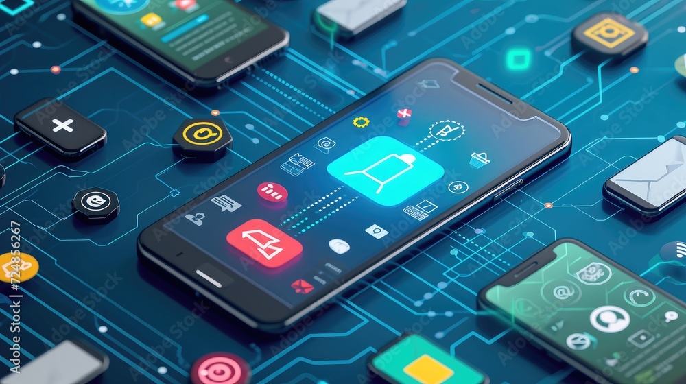 In this visually engaging infographic, smartphone icons meld seamlessly ...