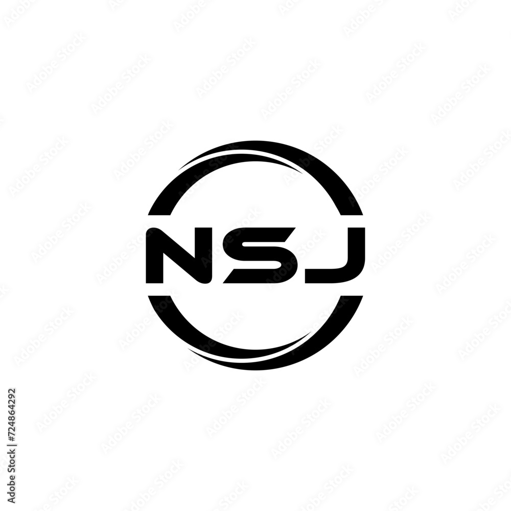 NSJ letter logo design with white background in illustrator, cube logo ...