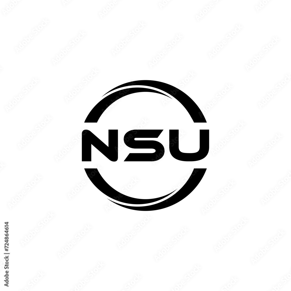 NSU letter logo design with white background in illustrator, cube logo ...