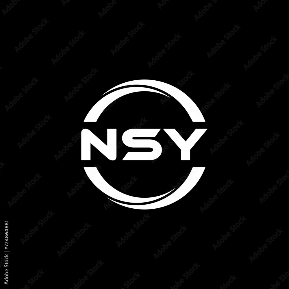 NSY letter logo design with black background in illustrator, cube logo ...