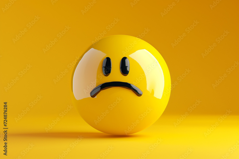 sad face emoji in 3D illustration style on a colorful background Stock ...