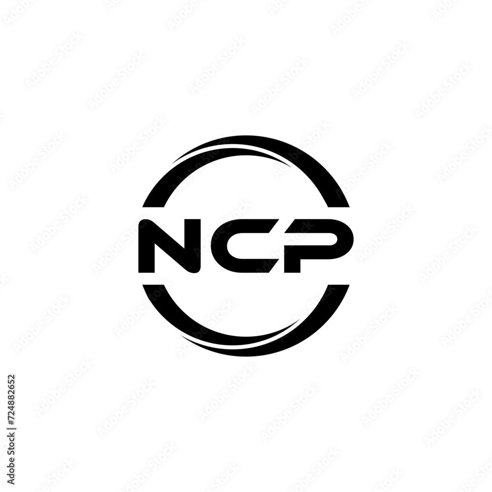 NCP letter logo design with white background in illustrator, cube logo ...