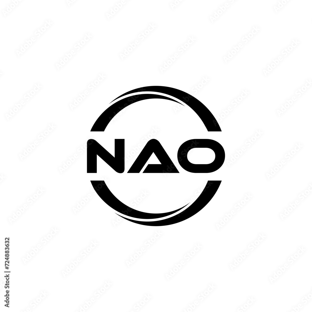 NAO letter logo design with white background in illustrator, cube logo ...