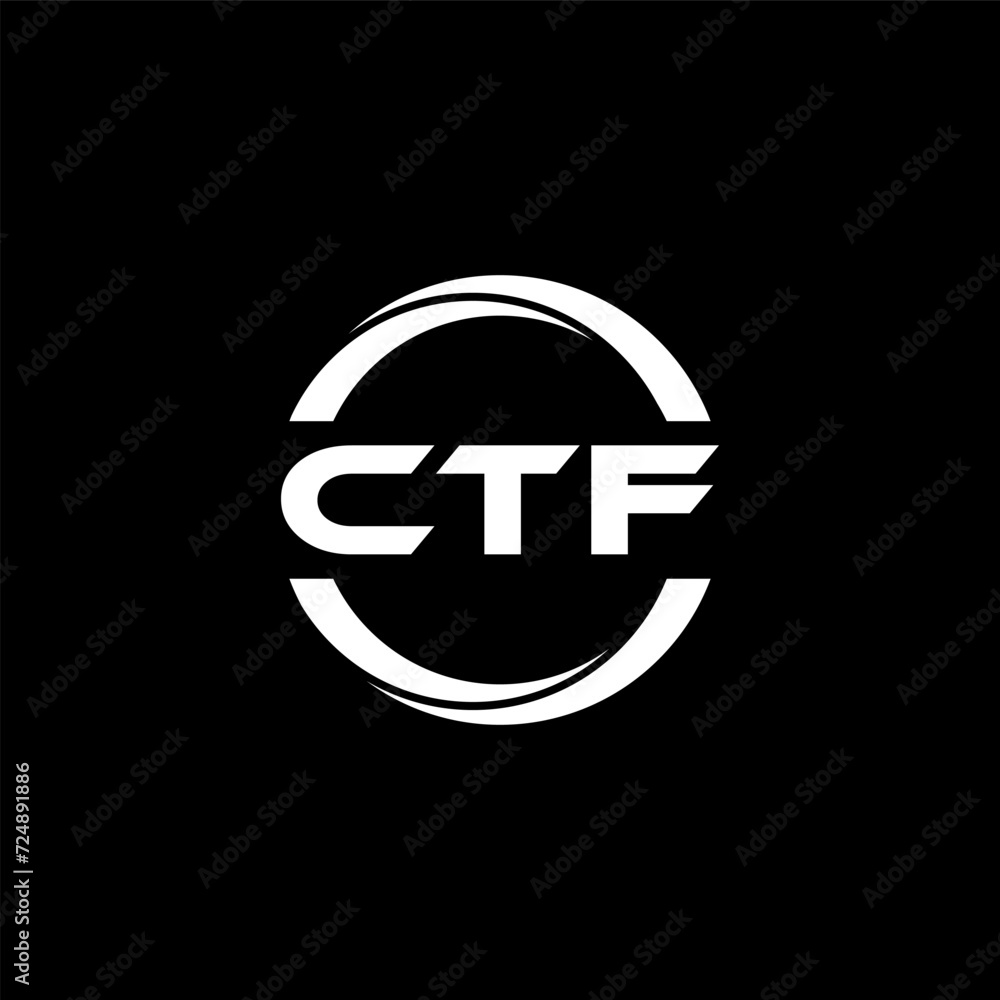 CTF letter logo design with black background in illustrator, cube logo ...