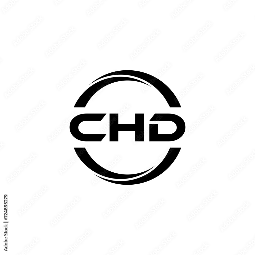CHD letter logo design with white background in illustrator, cube logo ...