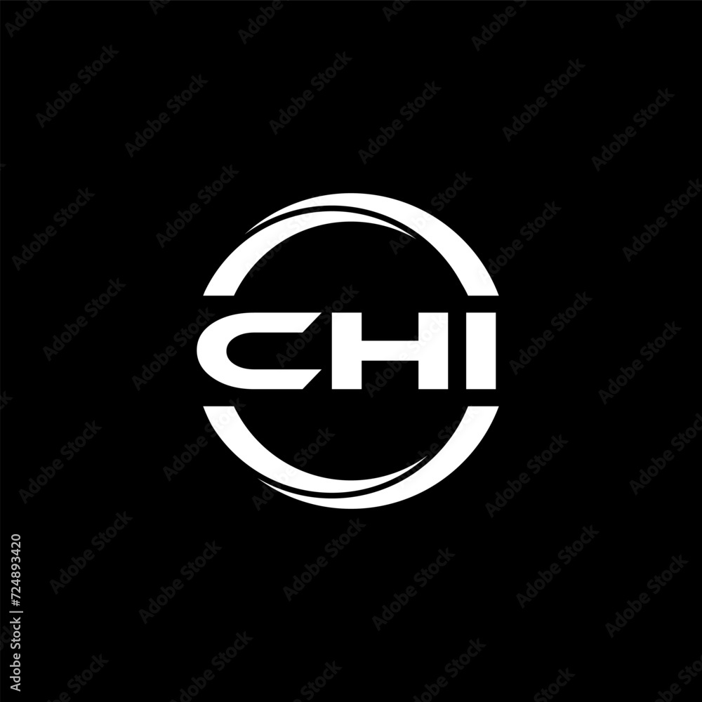 CHI letter logo design with black background in illustrator, cube logo ...