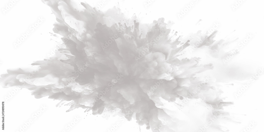 Black powder explosion with dark colors isolated white background ...