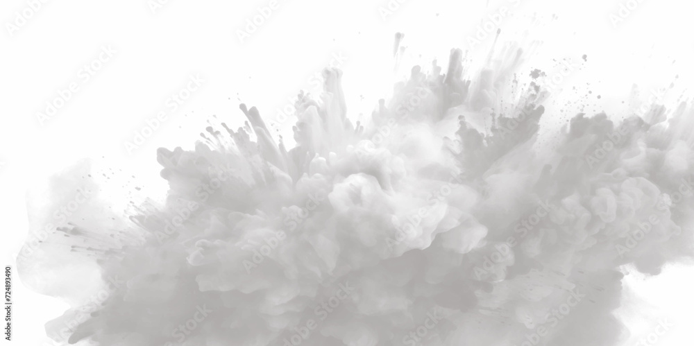 Black powder explosion with dark colors isolated white background ...