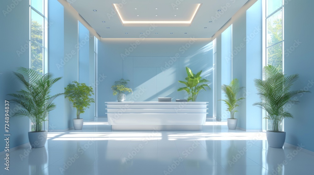 Hospital front lobby registration counter This photo captures the ...