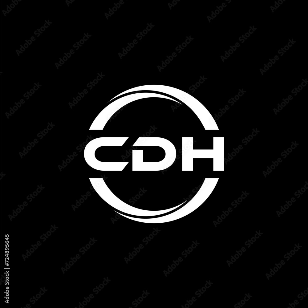 CDH letter logo design with black background in illustrator, cube logo ...