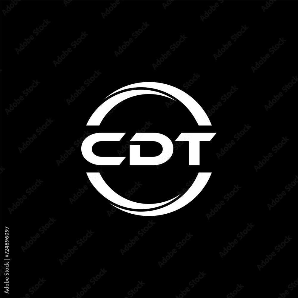 CDT letter logo design with black background in illustrator, cube logo ...