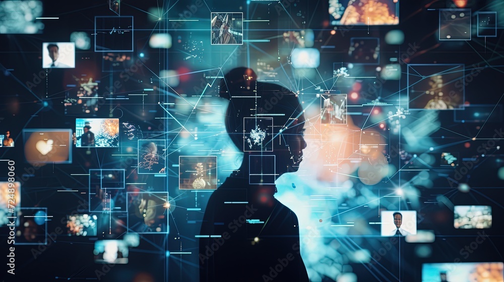 The convergence of human silhouette and a complex network of digital ...