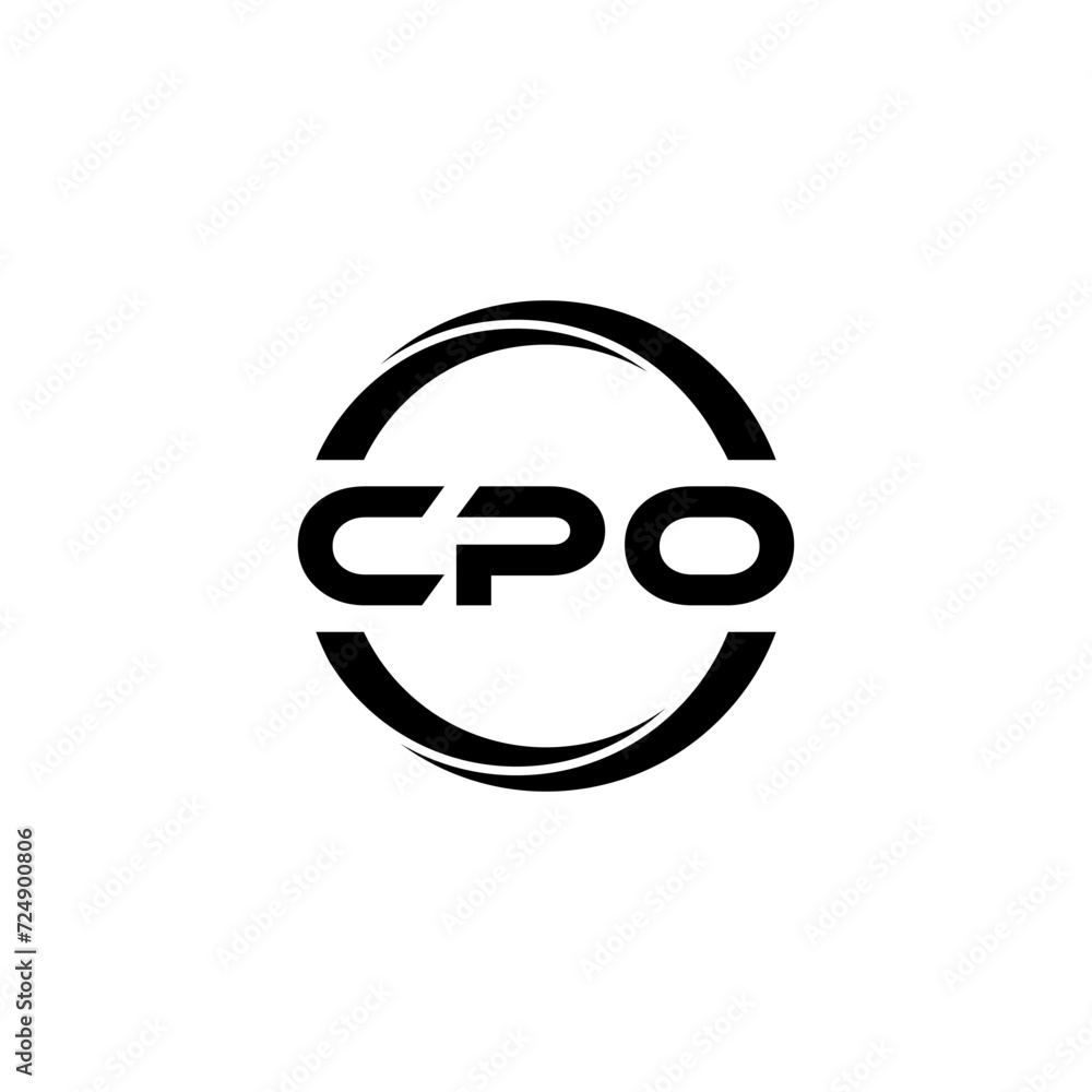 CPO letter logo design with white background in illustrator, cube logo ...