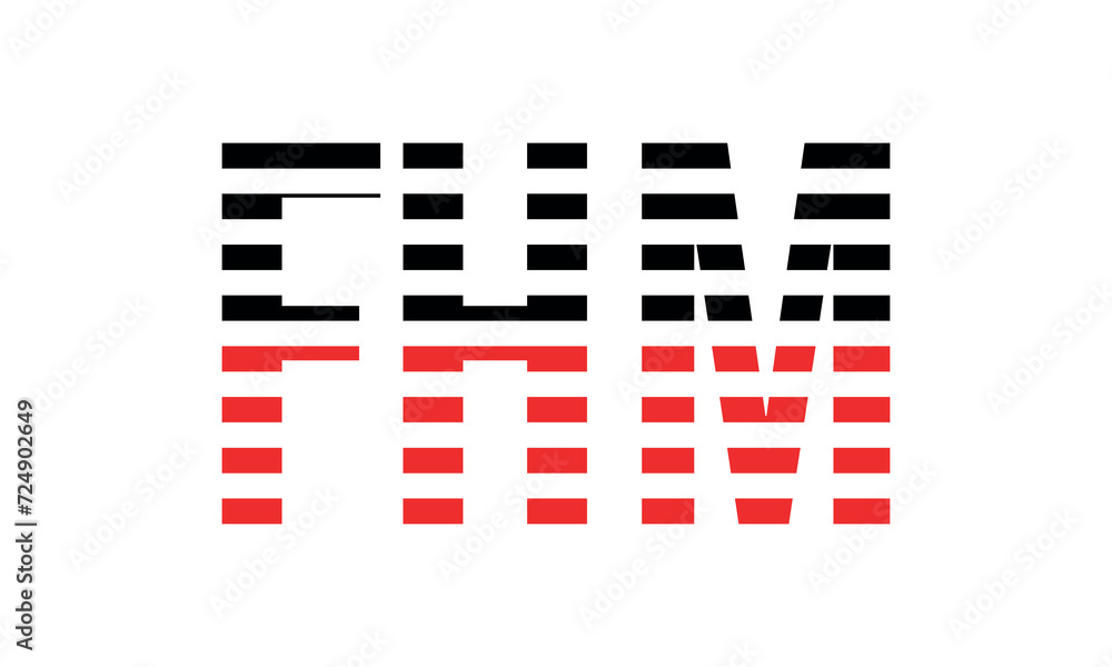 FHM three initial letter iconic line negative space minimal logo design ...