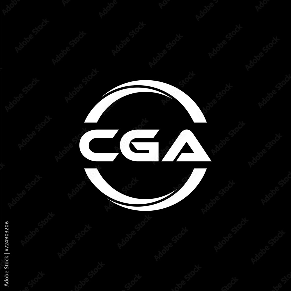 CGA letter logo design with black background in illustrator, cube logo ...