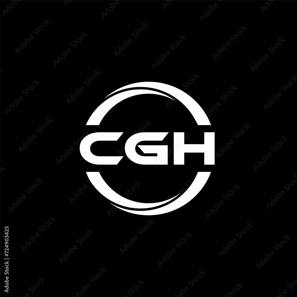 CGH letter logo design with black background in illustrator, cube logo ...