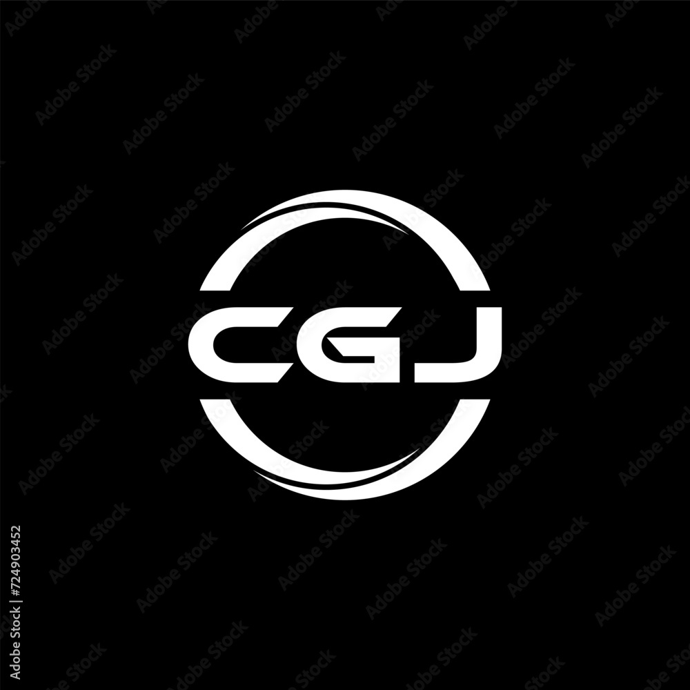 CGJ letter logo design with black background in illustrator, cube logo ...