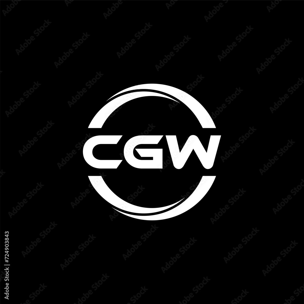 CGW letter logo design with black background in illustrator, cube logo ...